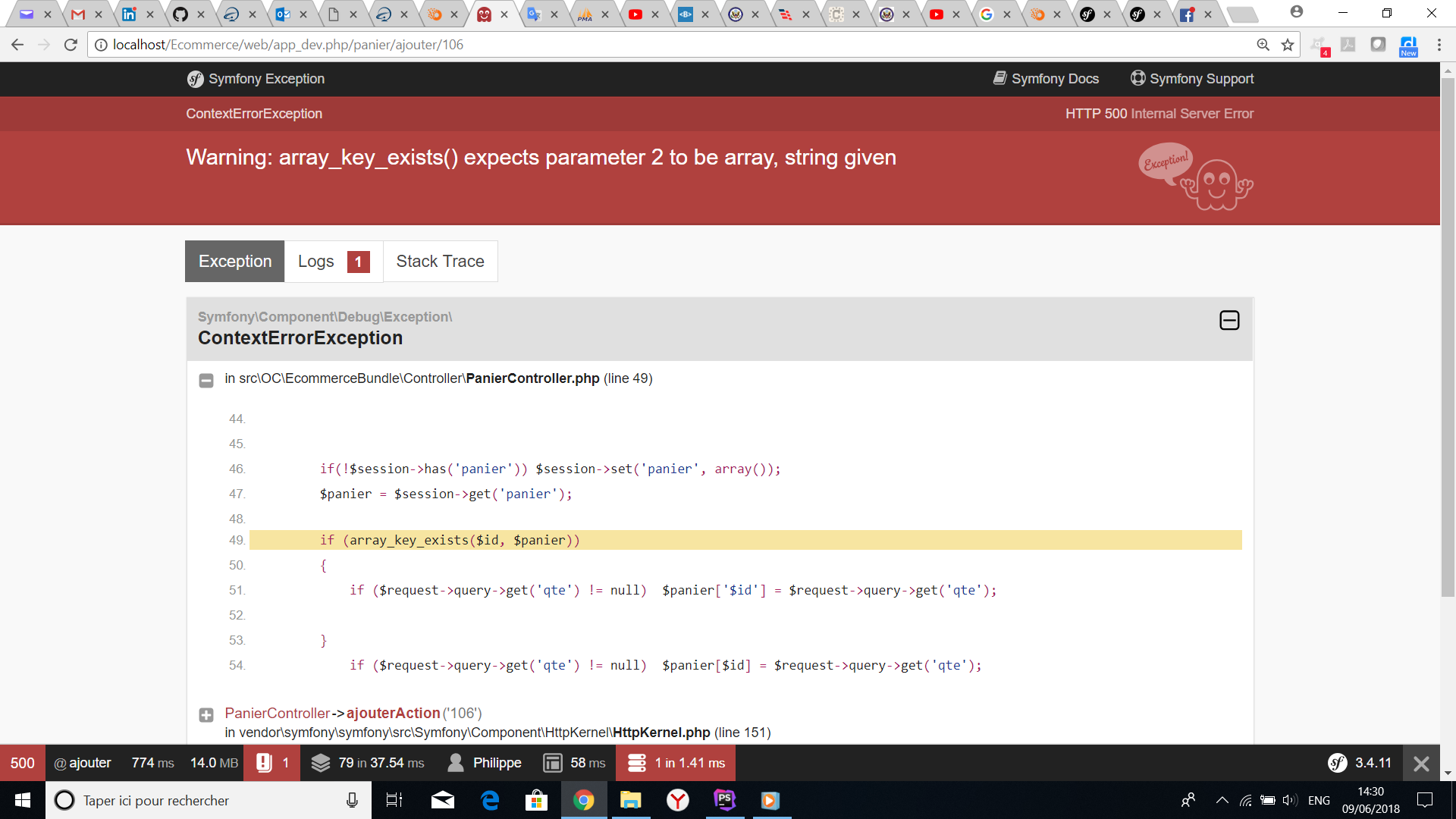 Récupérer ajouter la quantité de produit au panier - array_key_exists() et session->set Symfony ...